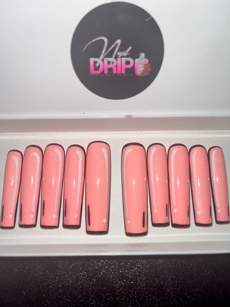2d Nails Comic Book Custom Fake Nail Trendy Nails Pink Etsy