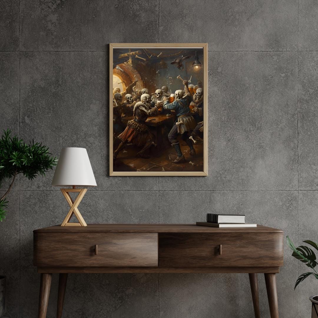 Skeleton Bar Fight Print - Etsy