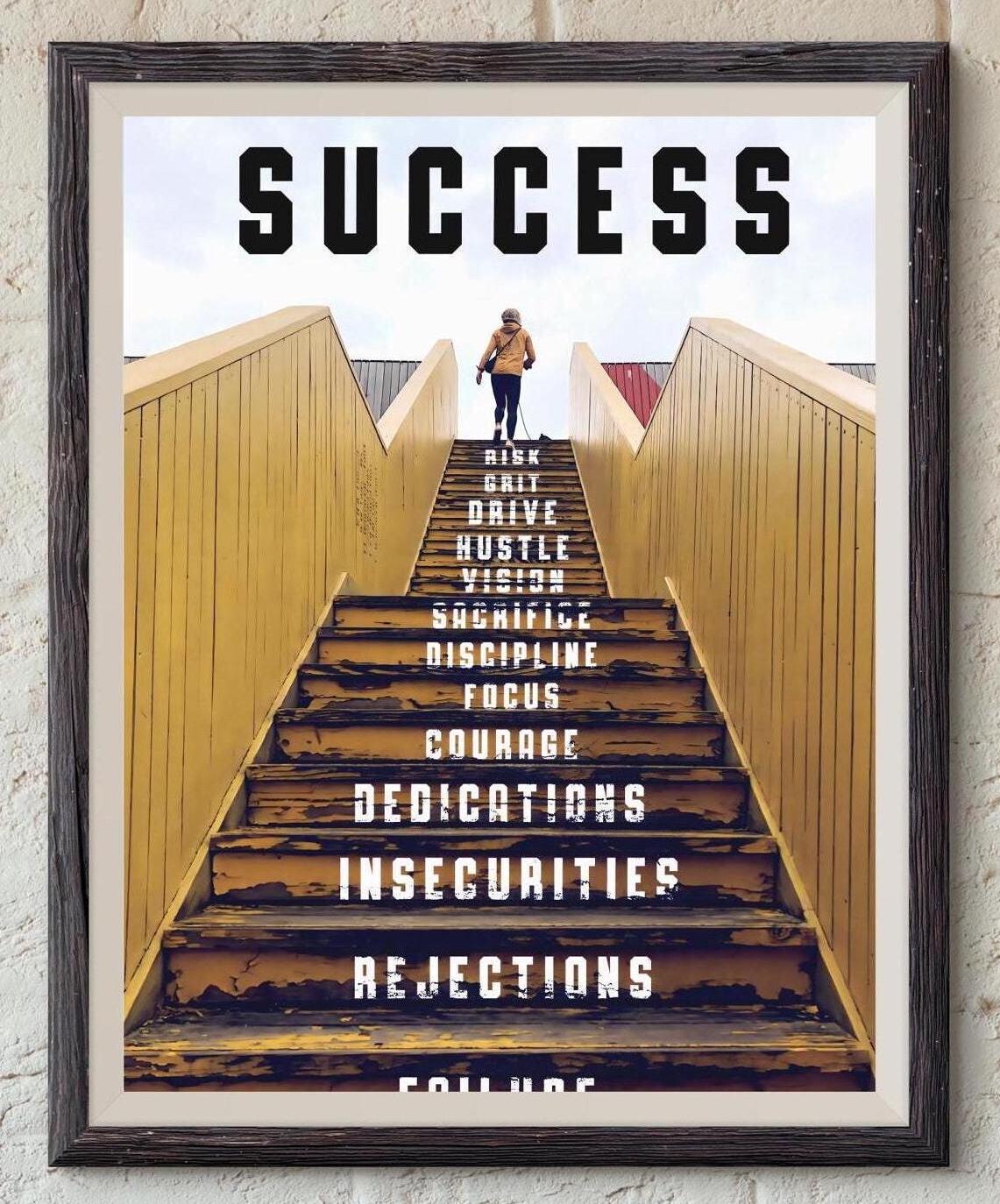 Steps to Success Digital Print Motivational Wall Art, Inspirational ...