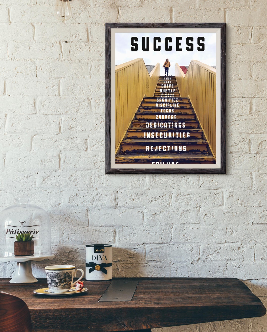 Steps to Success Digital Print Motivational Wall Art, Inspirational ...