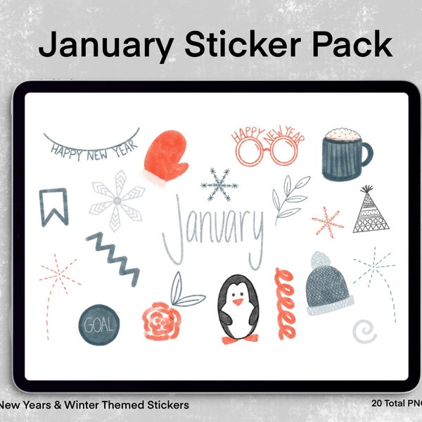 January Stickers - Etsy