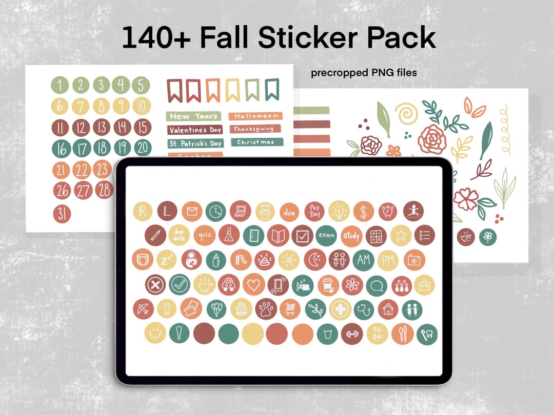 Autumn Digital Sticker Set, Fall Digital Planner Sticker Pack, Fall ...