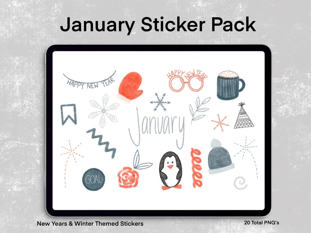 January Planner Stickers, January Digital Stickers, January Sticker ...