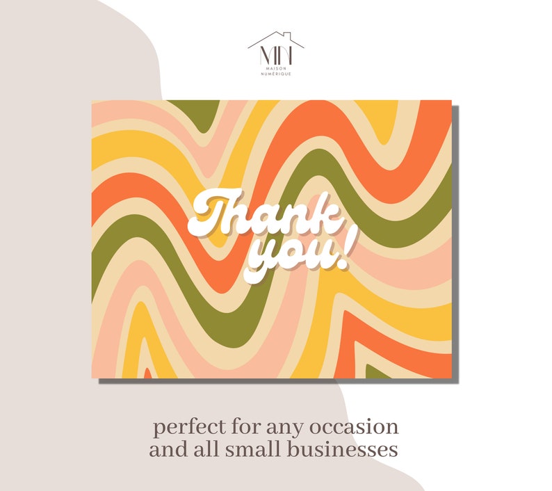 Retro Themed Thank You Cards | Printable, Pdf Download, Thank You Card ...