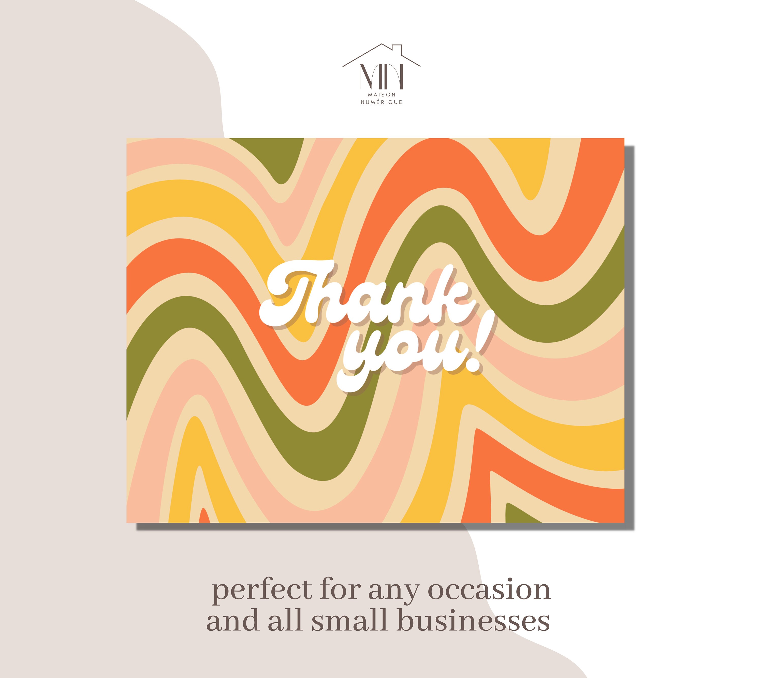 Retro Themed Thank You Cards | Printable, Pdf Download, Thank You Card ...