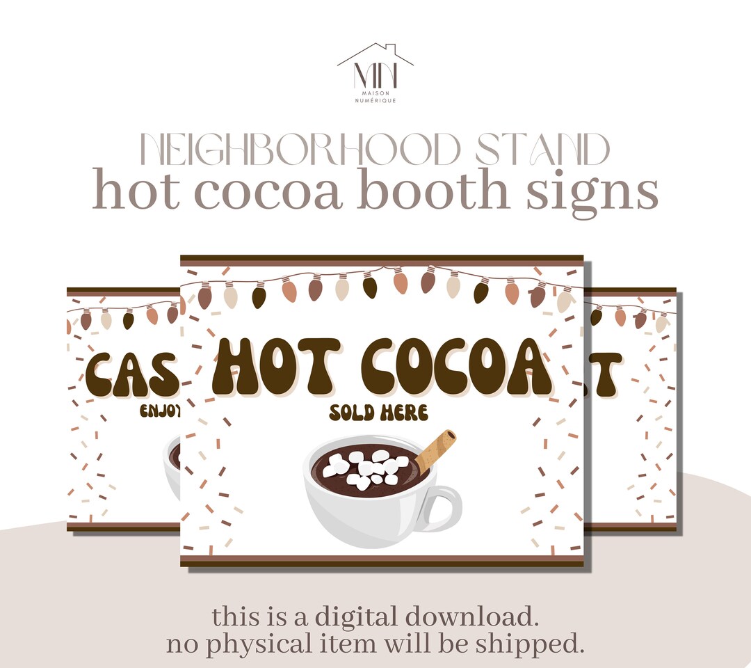 Hot Cocoa Neighborhood Booth Stand Sign | Printable Sign, Hot Cocoa ...