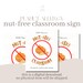 Peanut Allergy Nut Free Classroom Sign | Allergy Friendly Signs ...