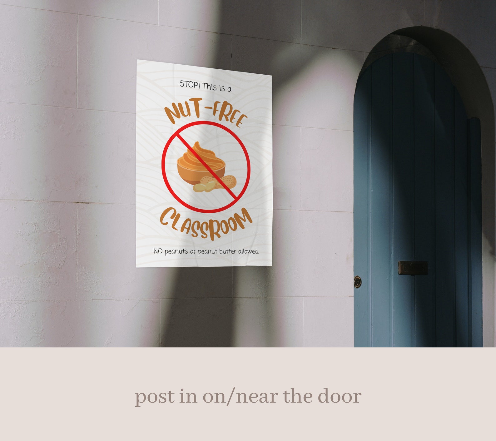 Peanut Allergy Nut Free Classroom Sign | Allergy Friendly Signs ...