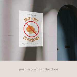 Peanut Allergy Nut Free Classroom Sign | Allergy Friendly Signs ...
