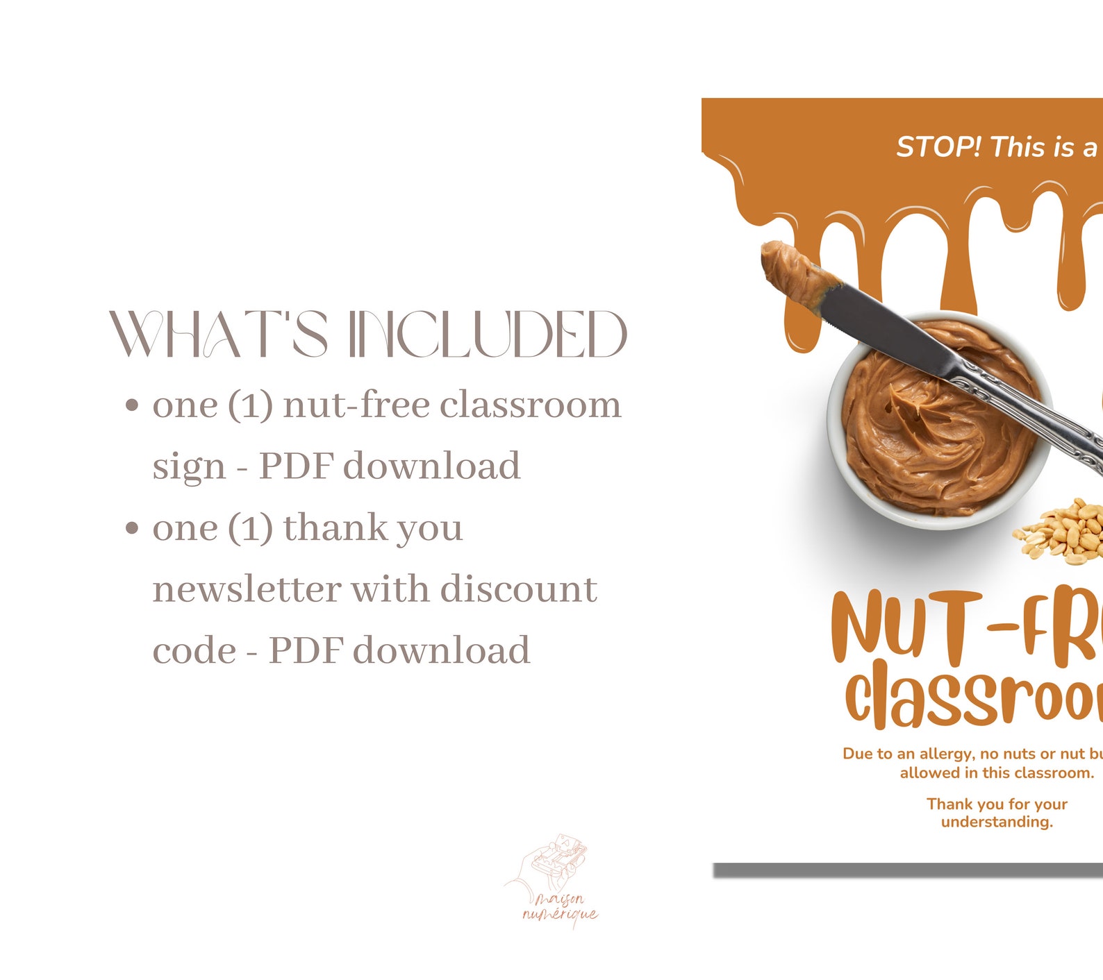 Peanut Allergy Nut-free Classroom Sign Allergy Friendly - Etsy