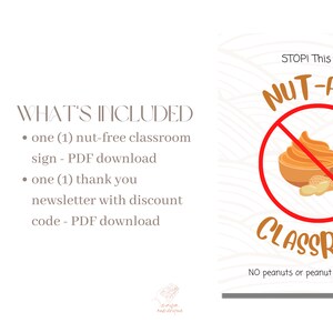 Peanut Allergy Nut Free Classroom Sign | Allergy Friendly Signs ...