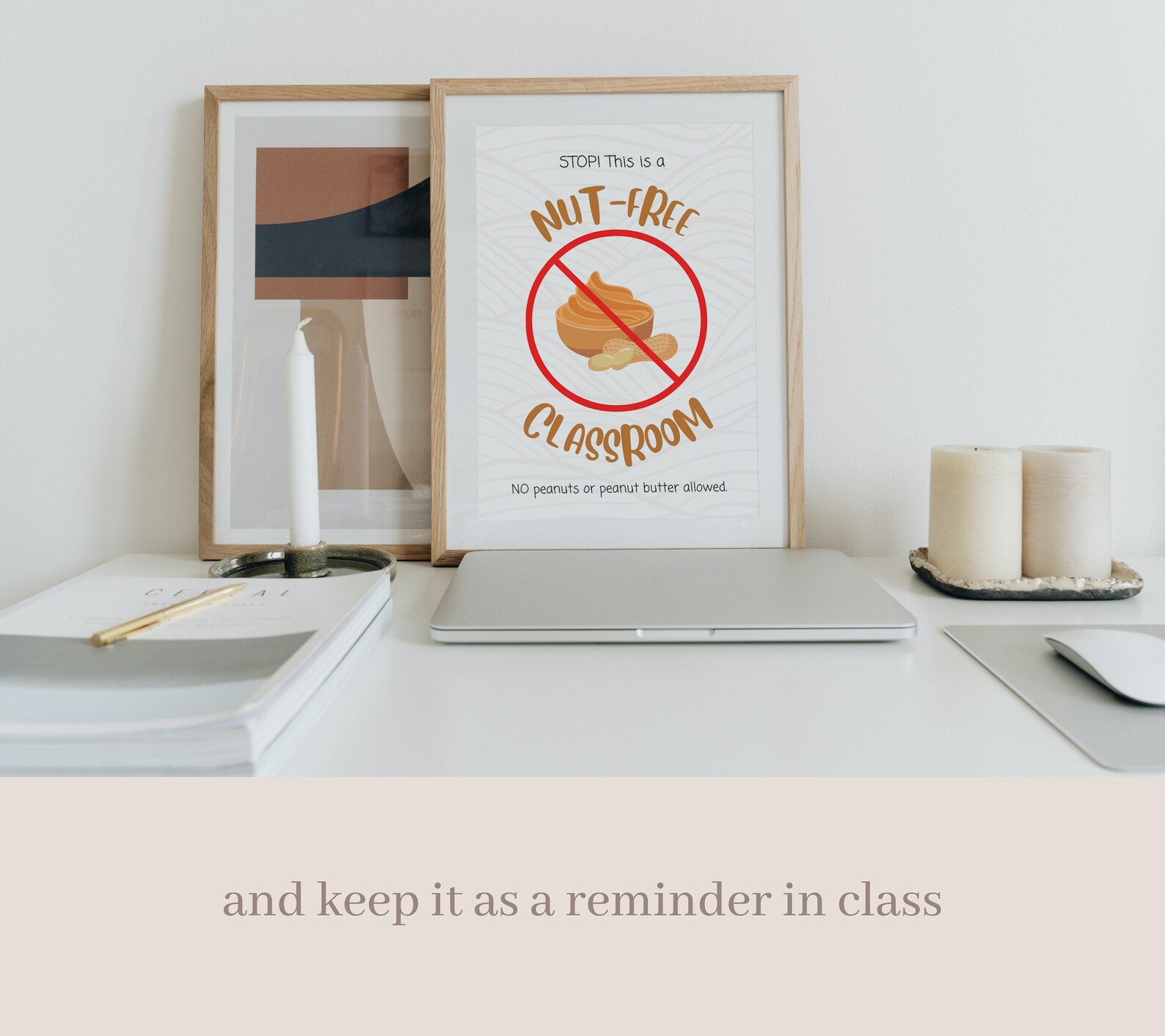 Peanut Allergy Nut Free Classroom Sign | Allergy Friendly Signs ...