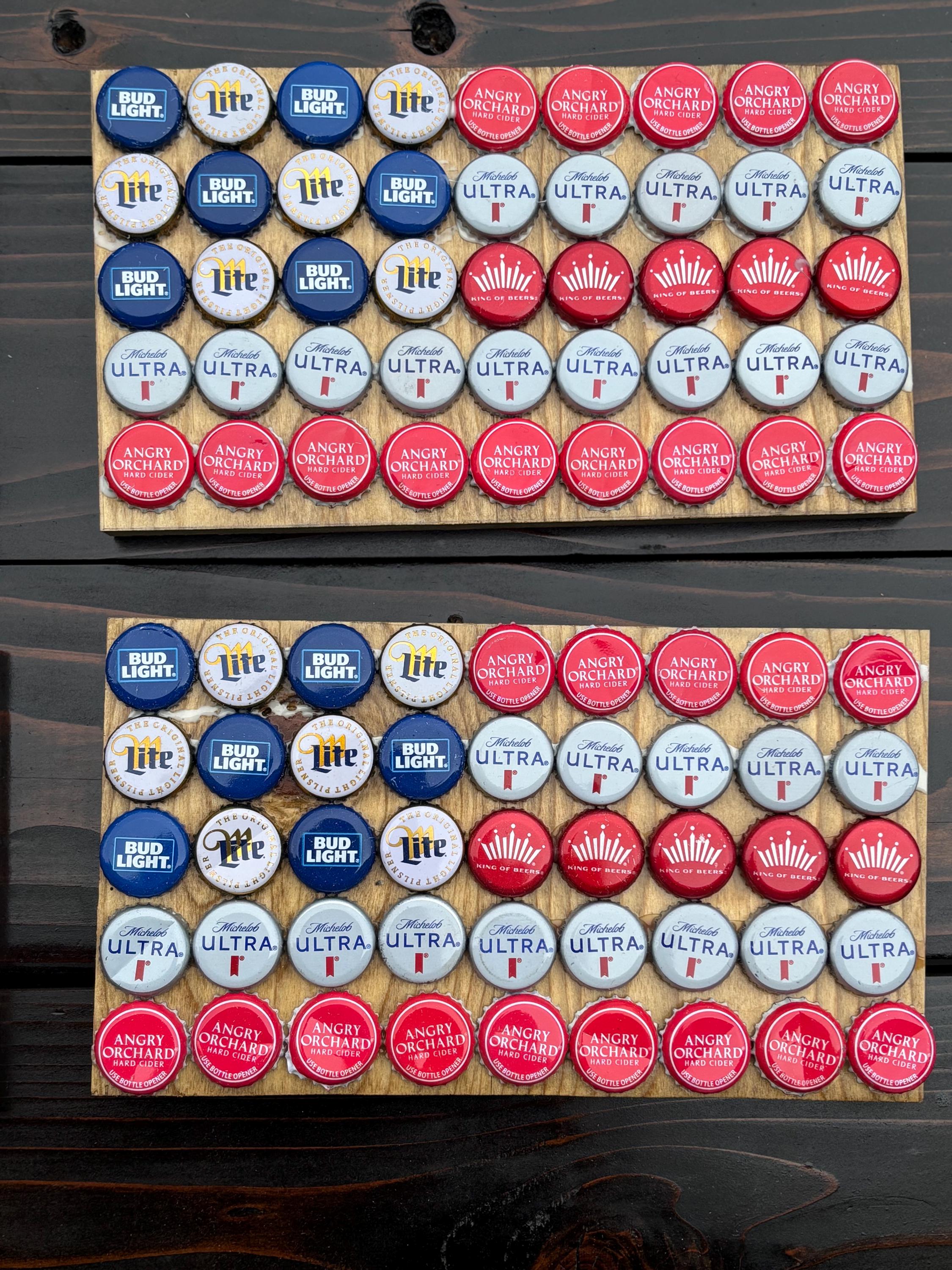 American Flag Bottle Cap Wood Sign - Etsy