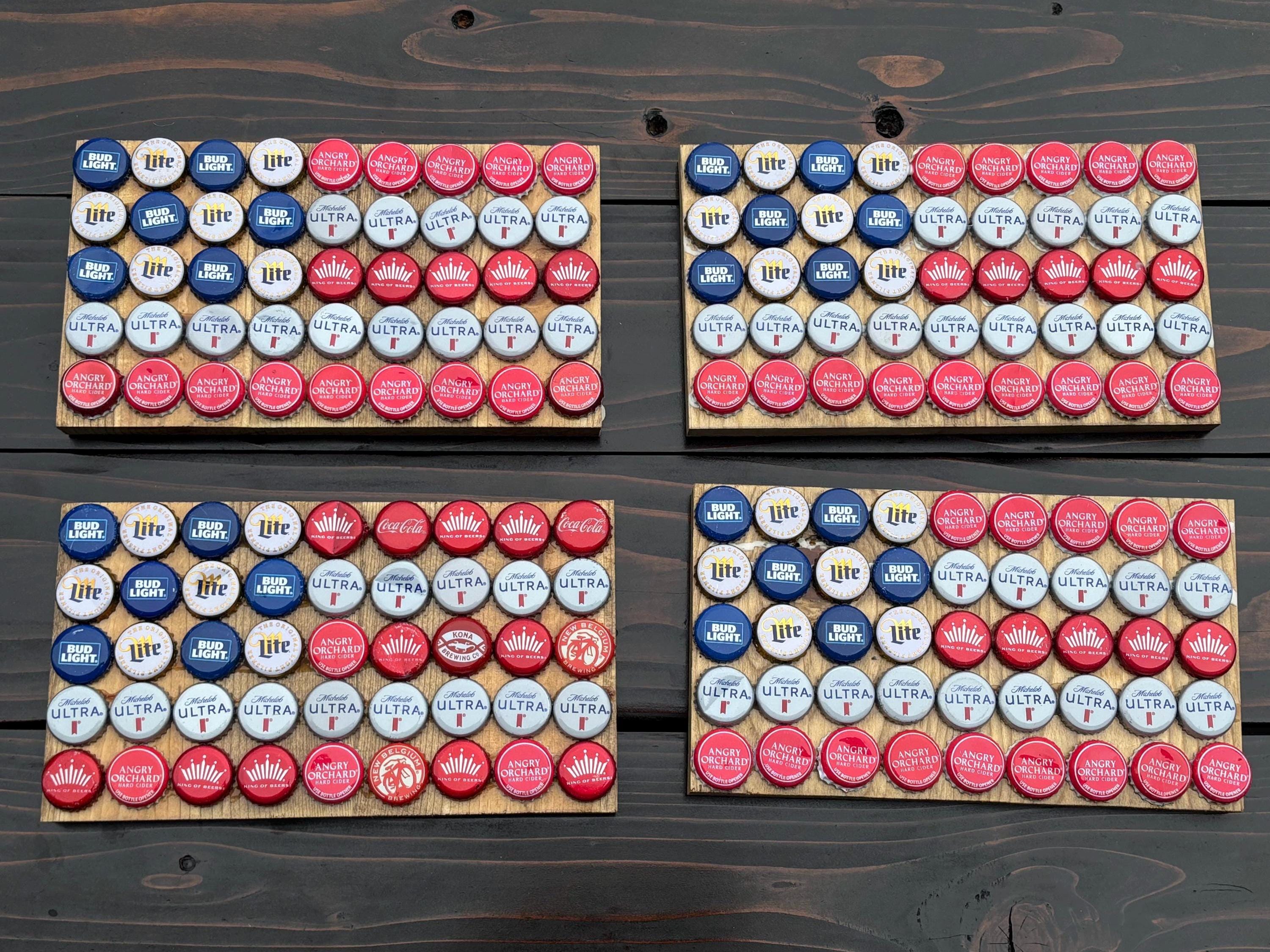 American Flag Bottle Cap Wood Sign - Etsy