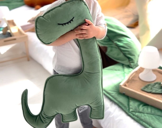 Dino Pillow, Big Cushion Diplodok, Dinosaur Cushion, Green Dinosaur ...