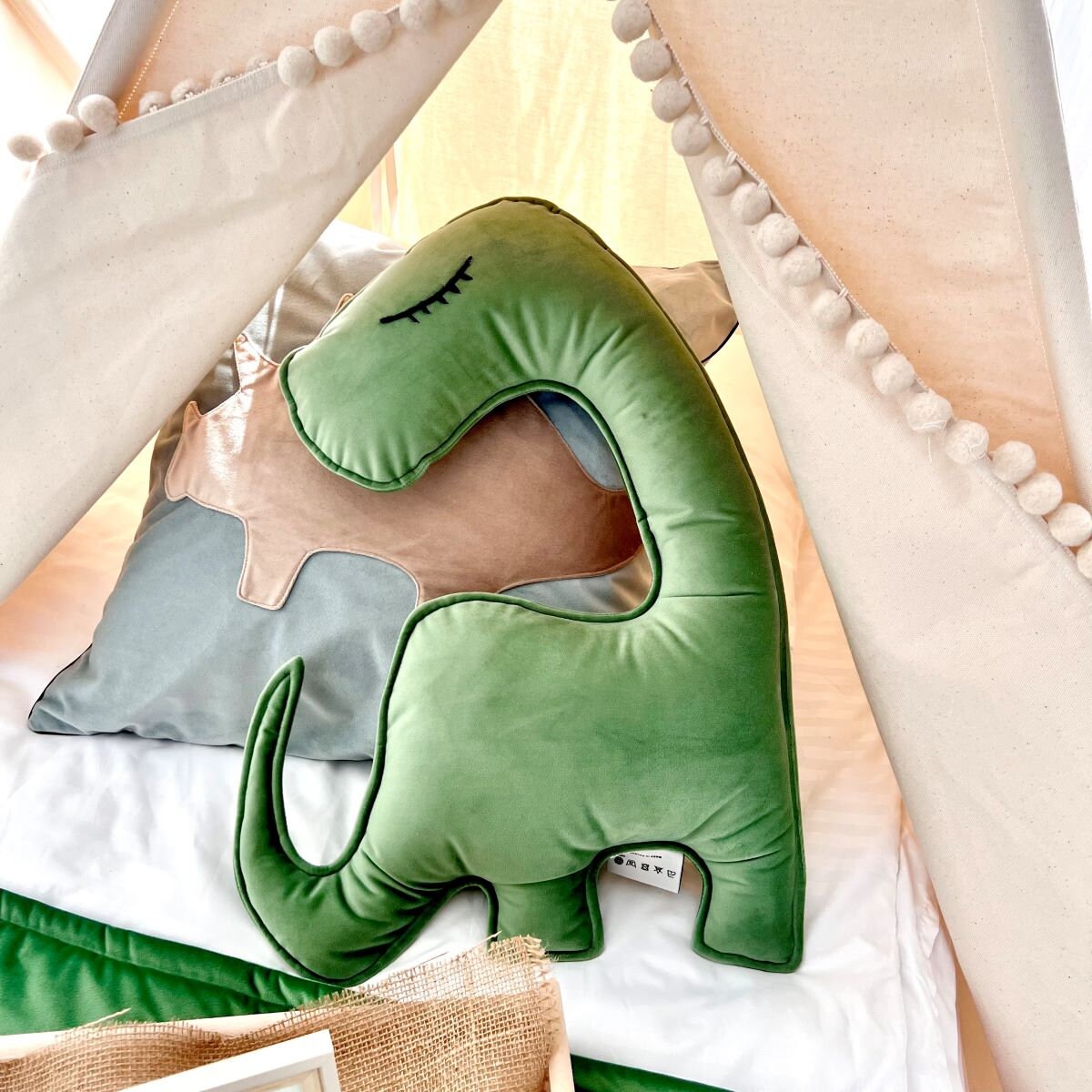 Dino Pillow, Big Cushion Diplodok, Dinosaur Cushion, Green Dinosaur ...
