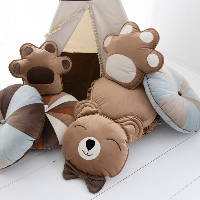 Teddy Paw Pillow, Paw Cushion, Paw Patrol Cushion, Brown Paw Pillow for ...