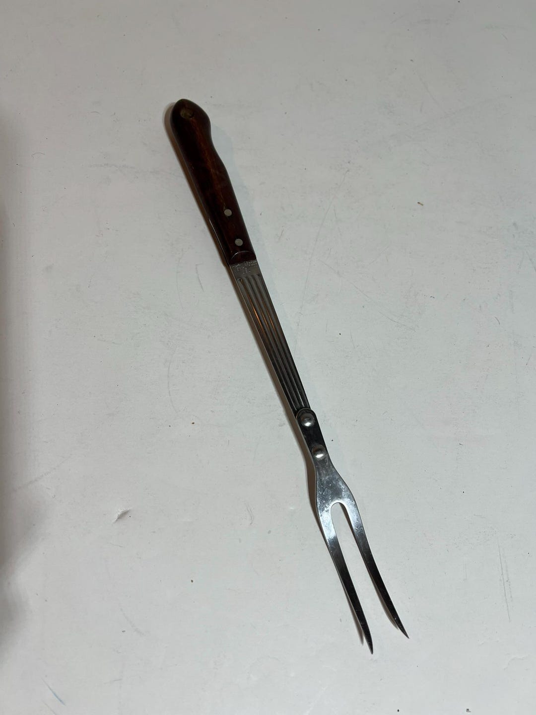 Vintage Imperial Stainless Veri-sharp Meat Caving Fork 12" Wood Handle ...