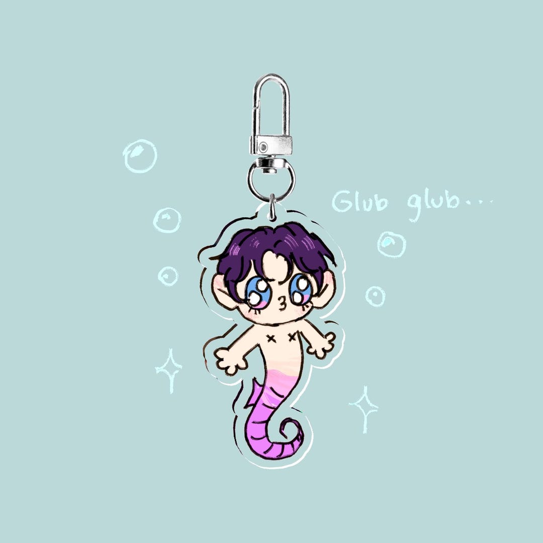 Seahorse Rafayel | Merman Lemurian Mermaid Silly Acrylic Keychain ...