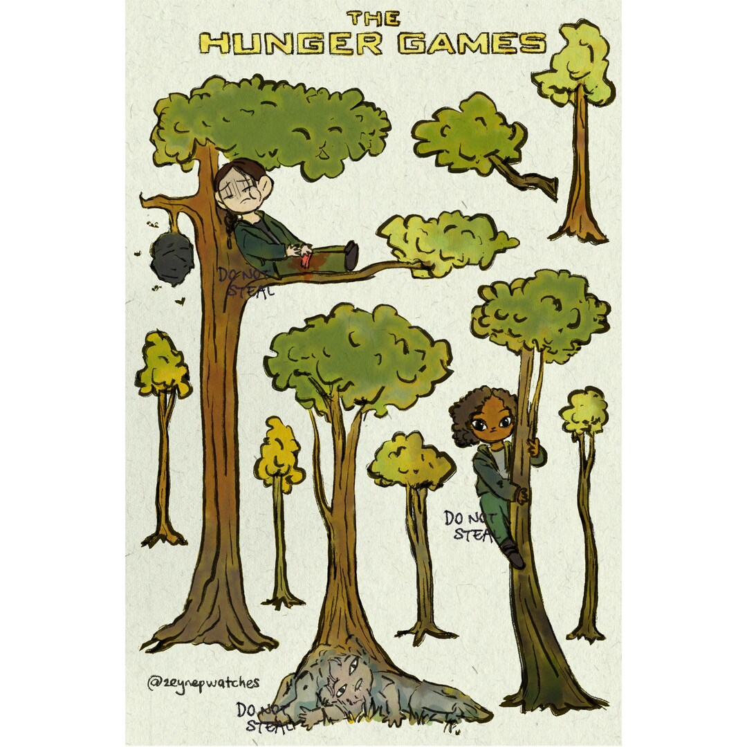 Katniss Peeta Rue in the Woods Sticker Sheet | Hunger Games Fanart ...