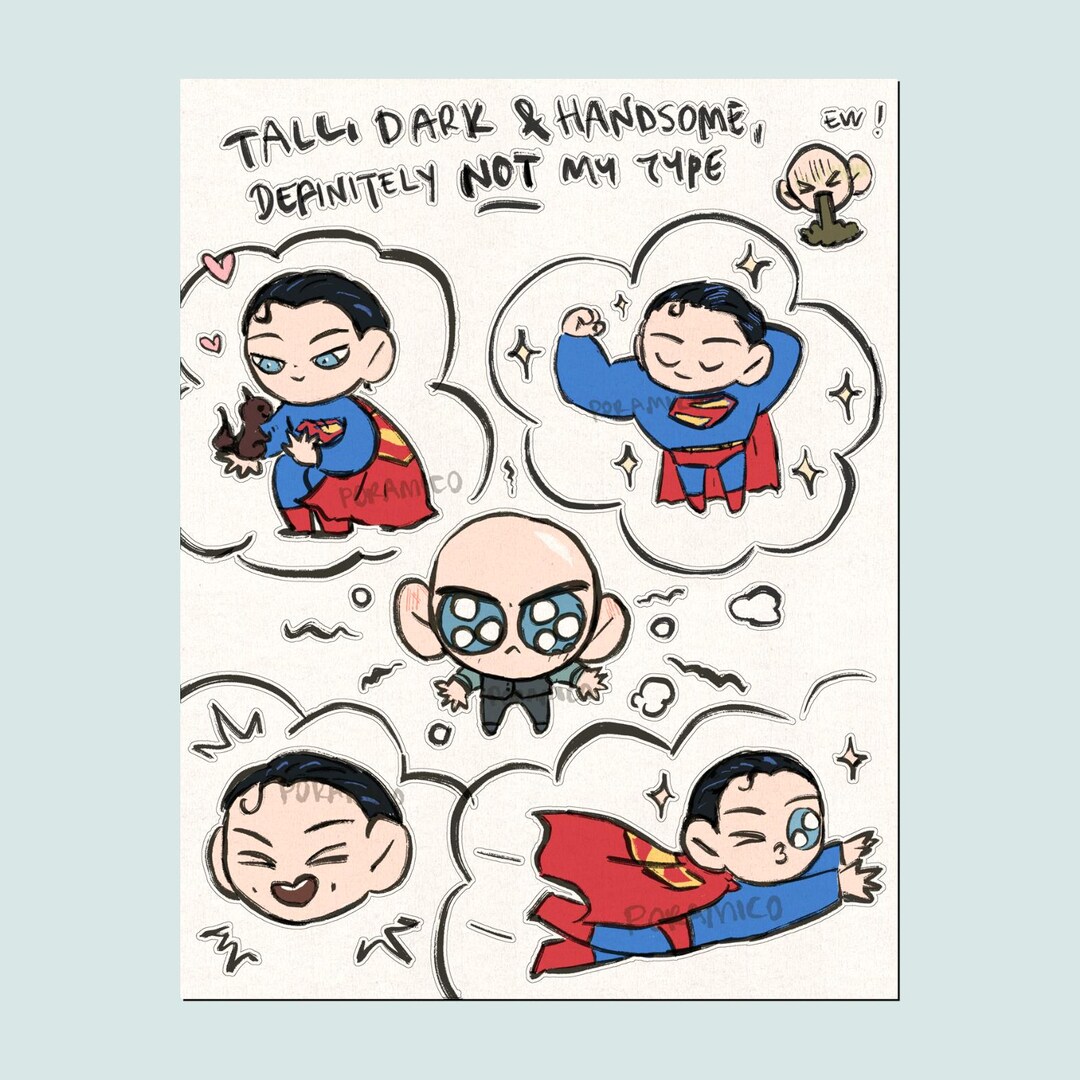 Superhero & Biggest Hater Sticker Sheet | Chibi Ink Illustrations Cute ...