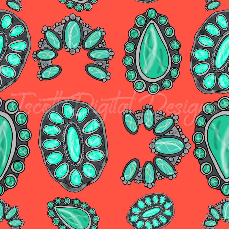 Boujee Seamless File Western Turquoise Stone Seamless Pattern - Etsy