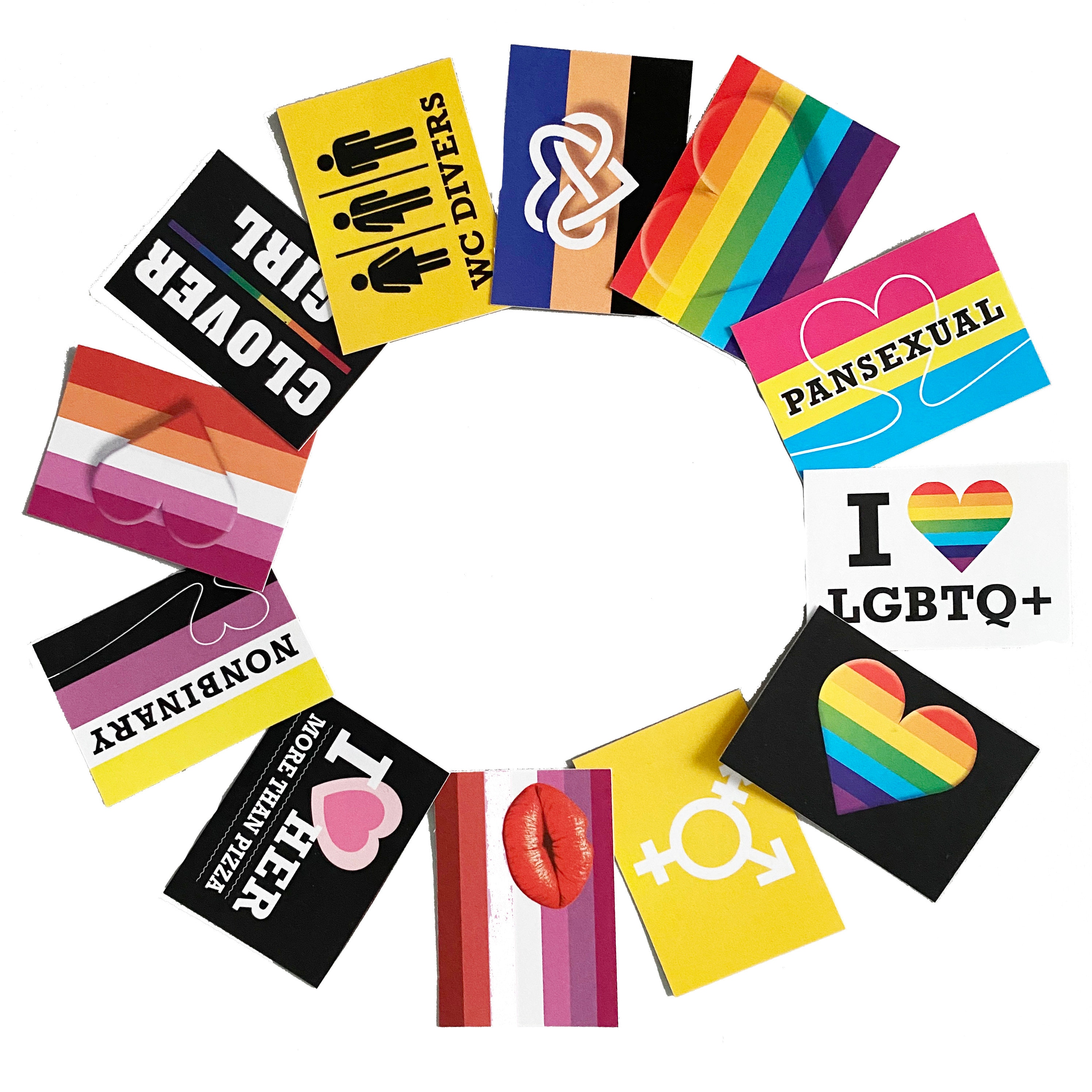 12 X LGBTQ Sticker Set Sticker Vinyl Format 50 X 35 Mm Gender PRIDE ...