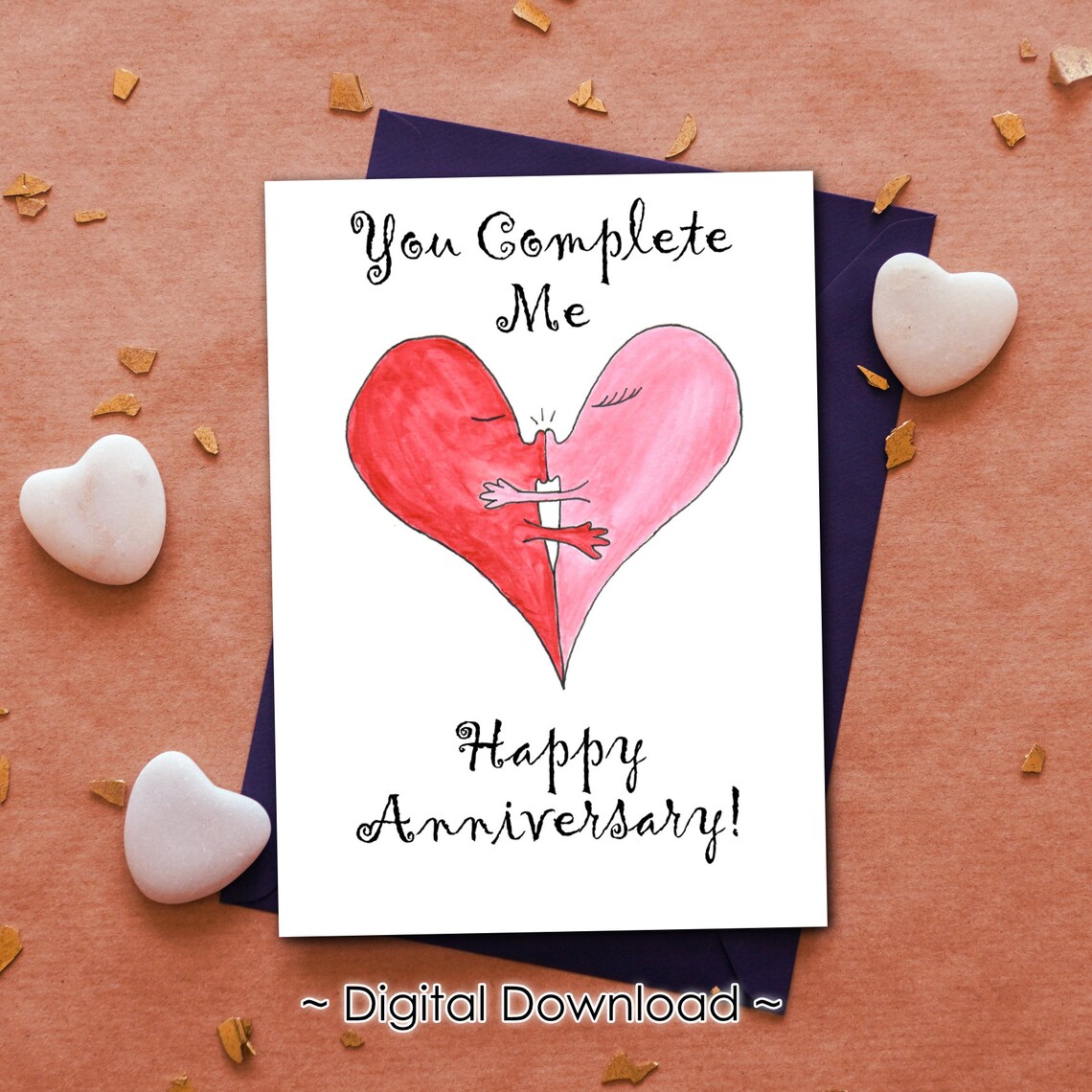 Happy Anniversary "you Complete Me" Printable Card - Etsy