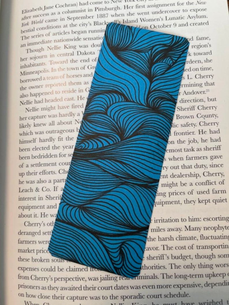 Handdrawn Recycled Blue Bookmark - Etsy