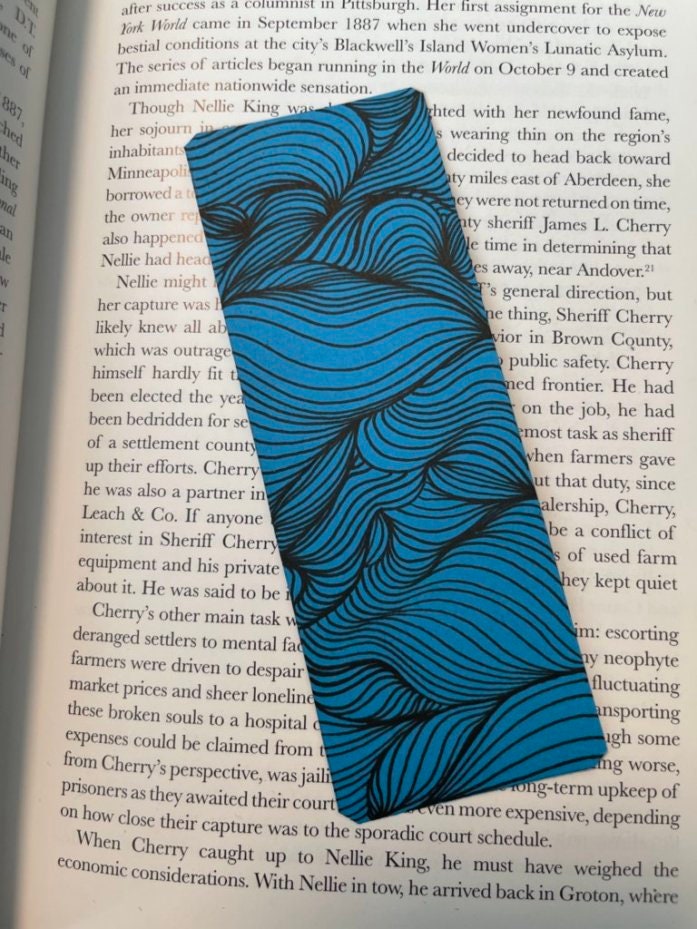 Handdrawn Recycled Blue Bookmark - Etsy