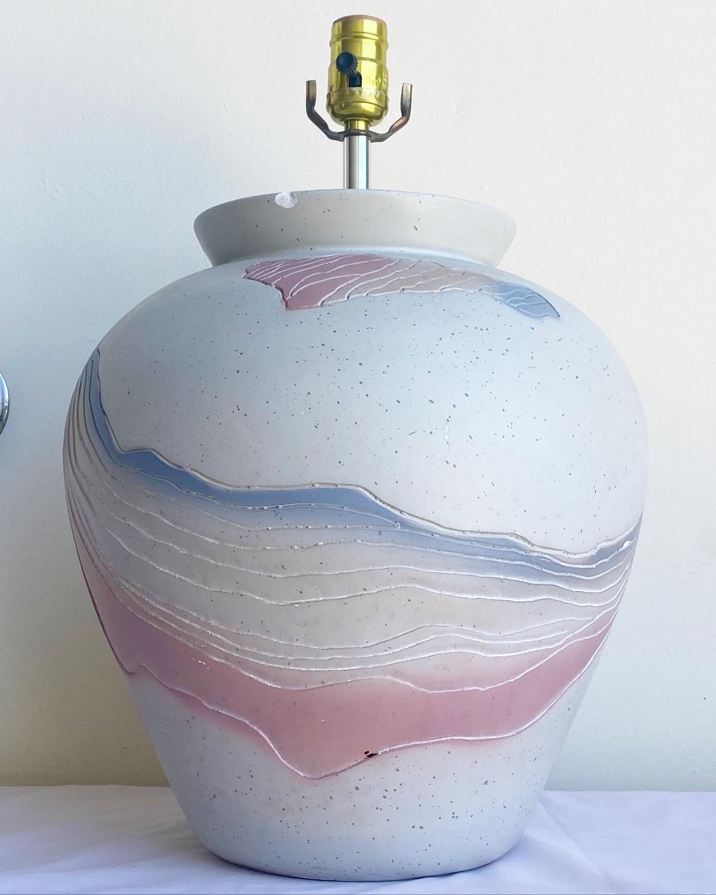 1980s Alsy Beige, Gray, Speckled Red, Blue & Yellow Table Lamp - Etsy