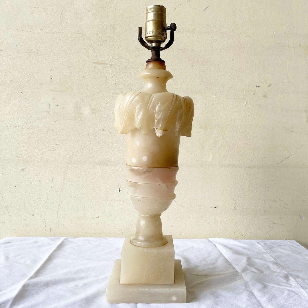 Antique Hand Carved Alabaster Table Lamp - Etsy
