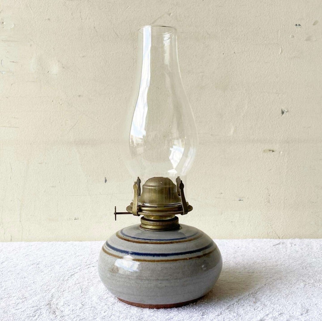 Vintage Pottery Oil Lamp - Etsy