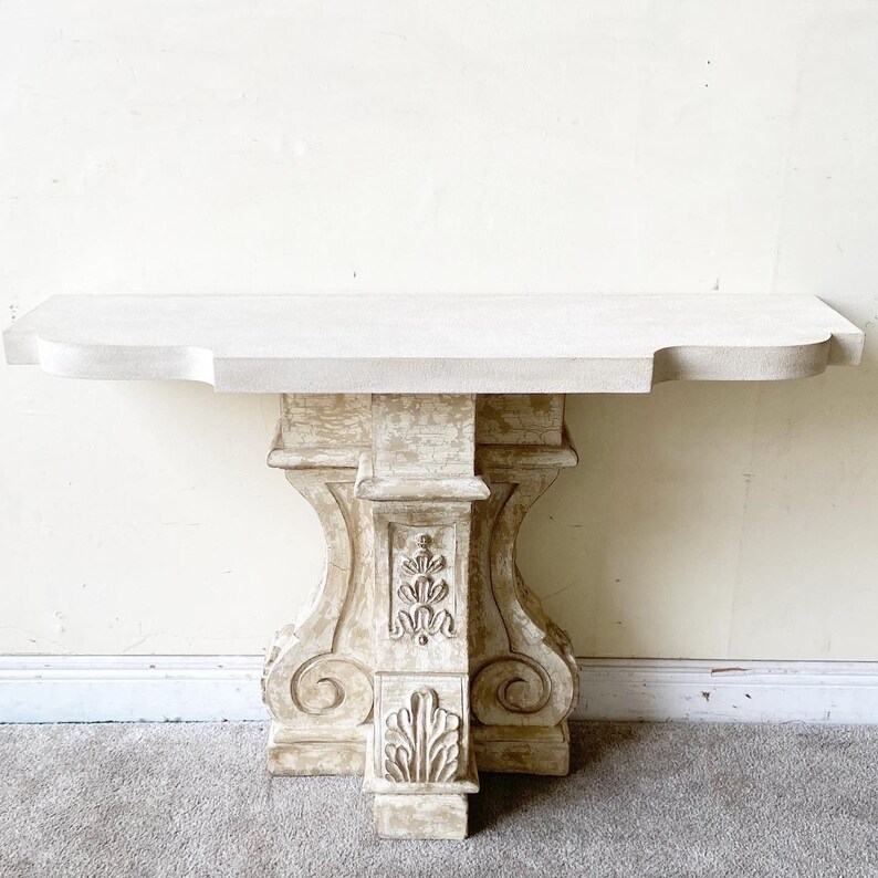 Vintage Ceramic and Wood Console Table - Etsy