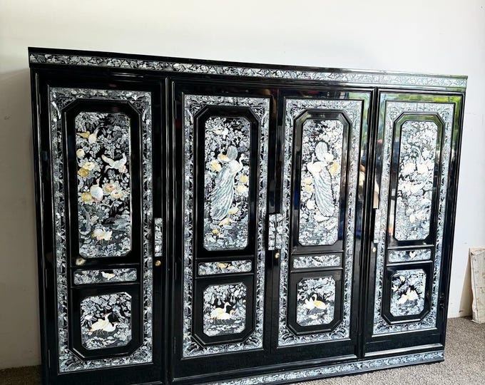 Oriental MCM Mother of Pearl Lacquer Set of 4 Wall Panels - Etsy