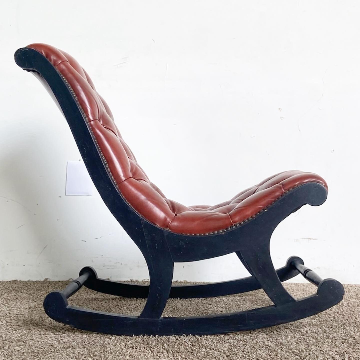 Regency Tufted Leather Rocking Chair - Etsy