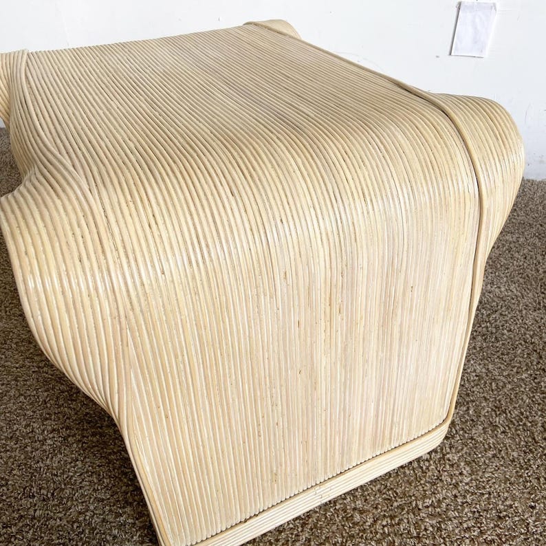 Boho Chic Wavy Ribbon Pencil Reed Side Tables - a Pair - Etsy