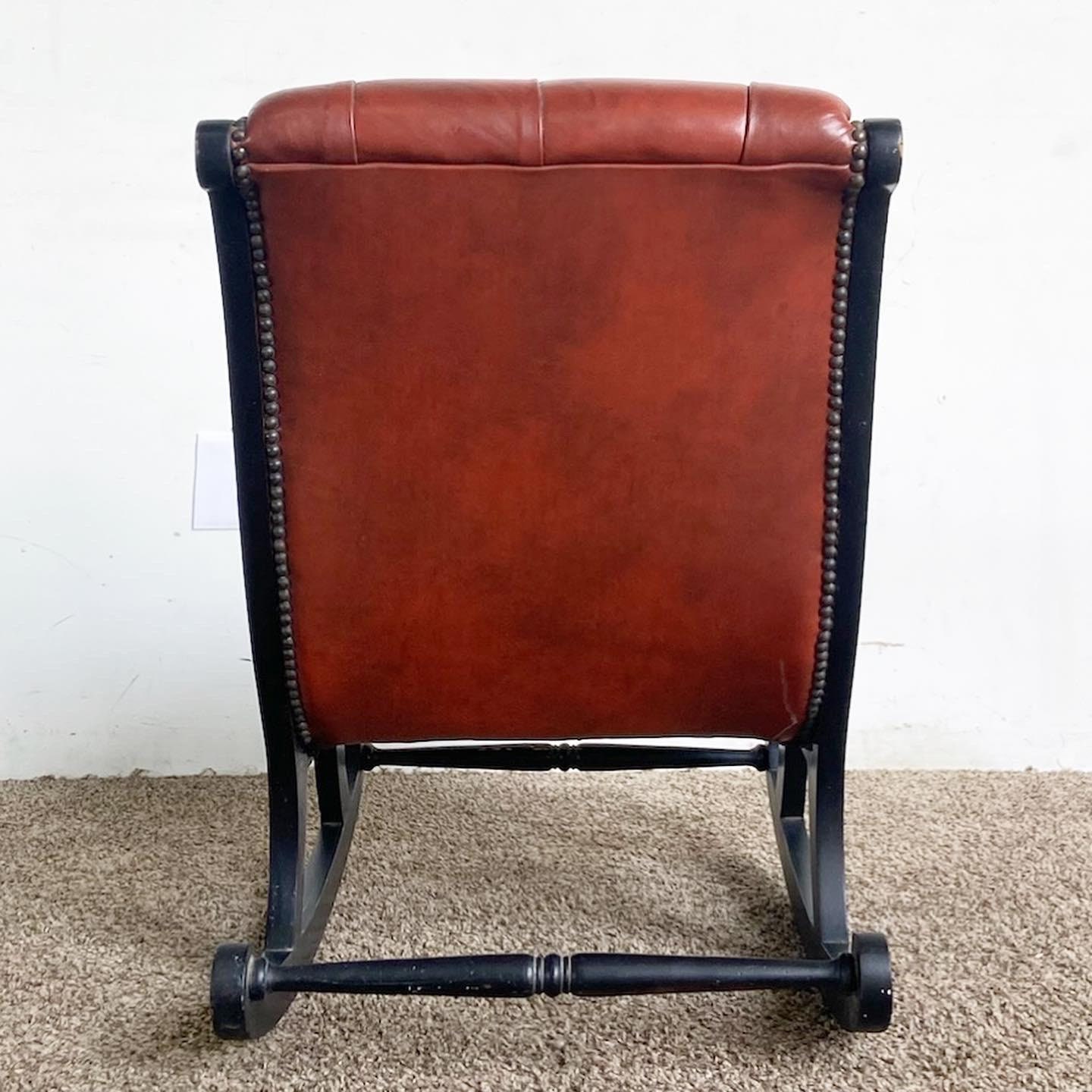 Regency Tufted Leather Rocking Chair - Etsy