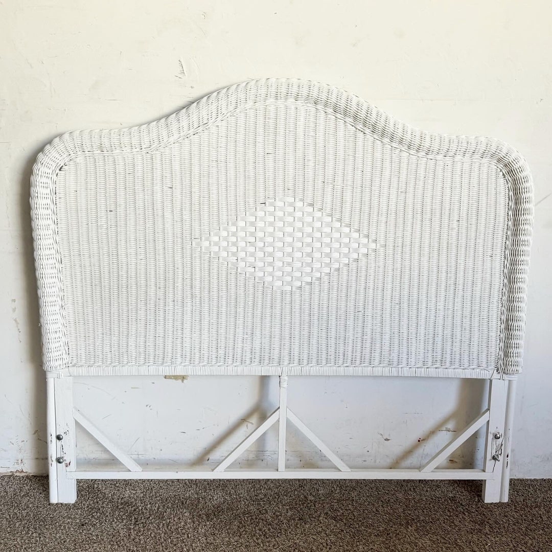 Coastal White Wicker Full Size Headboard - Etsy