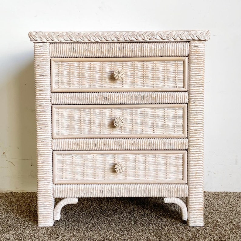 Boho Chic Lexington Wicker Rattan Glass Top Commode/nightstand by Henry ...