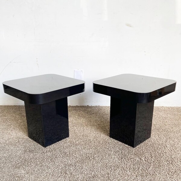 Black Lacquer Side Tables - Etsy