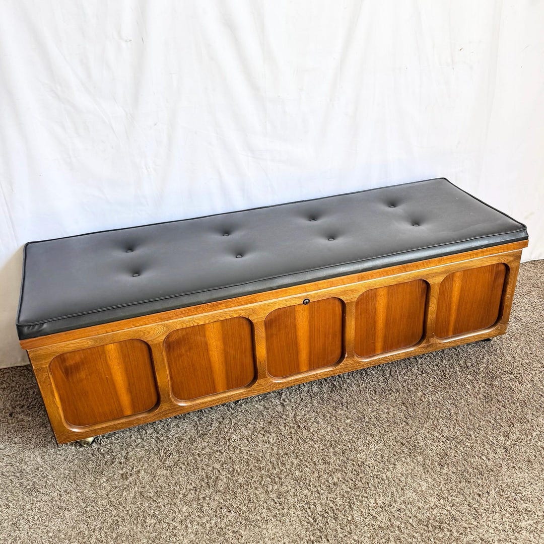 Mid Century Modern Cedar Walnut Hope Chest/bench - Etsy