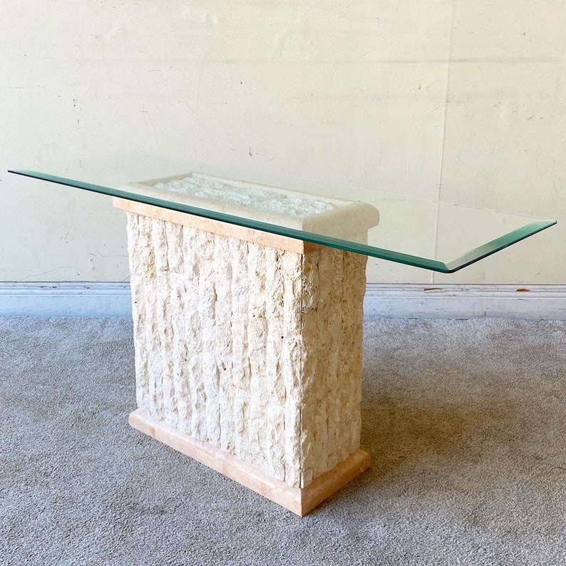 Postmodern Tessellated Stone Glass Top Console Table - Etsy