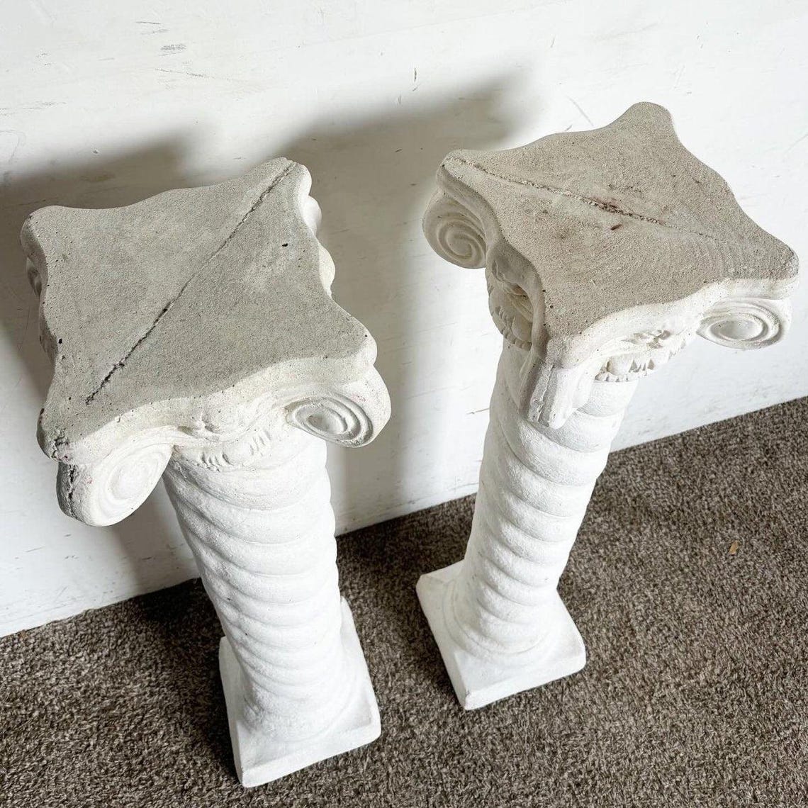 Regency White Plaster Columns Pedestals - a Pair - Etsy