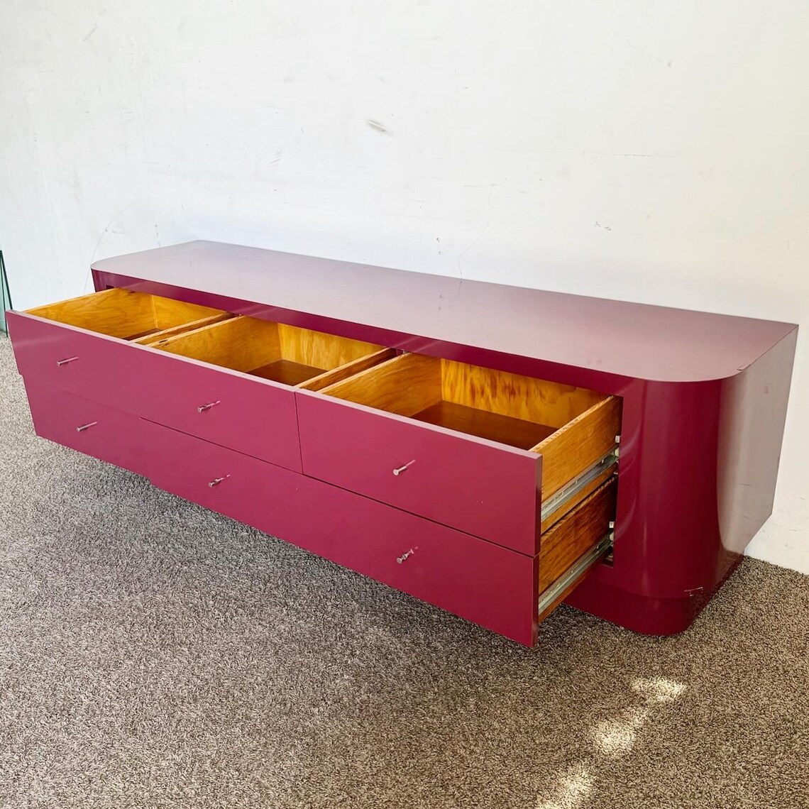 Postmodern Maroon Lacquer Laminate Lowboy Dresser - Etsy