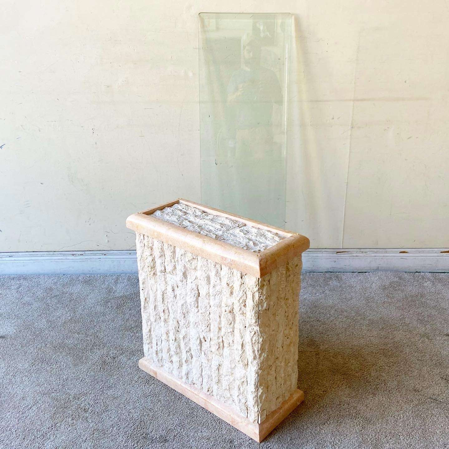 Postmodern Tessellated Stone Glass Top Console Table - Etsy