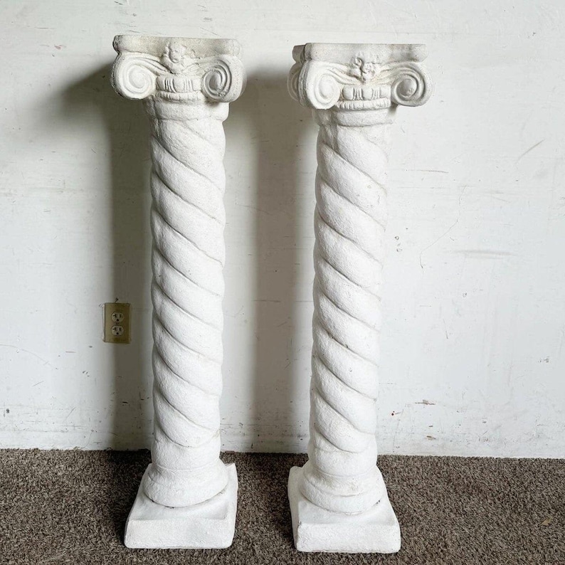 Regency White Plaster Columns Pedestals - a Pair - Etsy