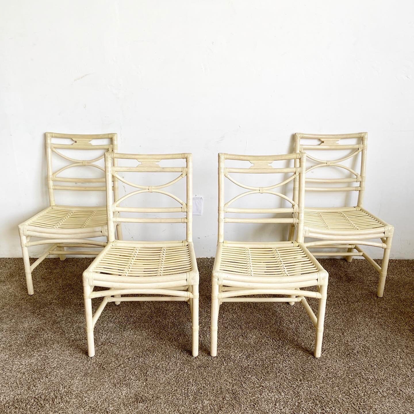 Boho Chic Cream Bamboo Rattan Dining Chairs - Etsy