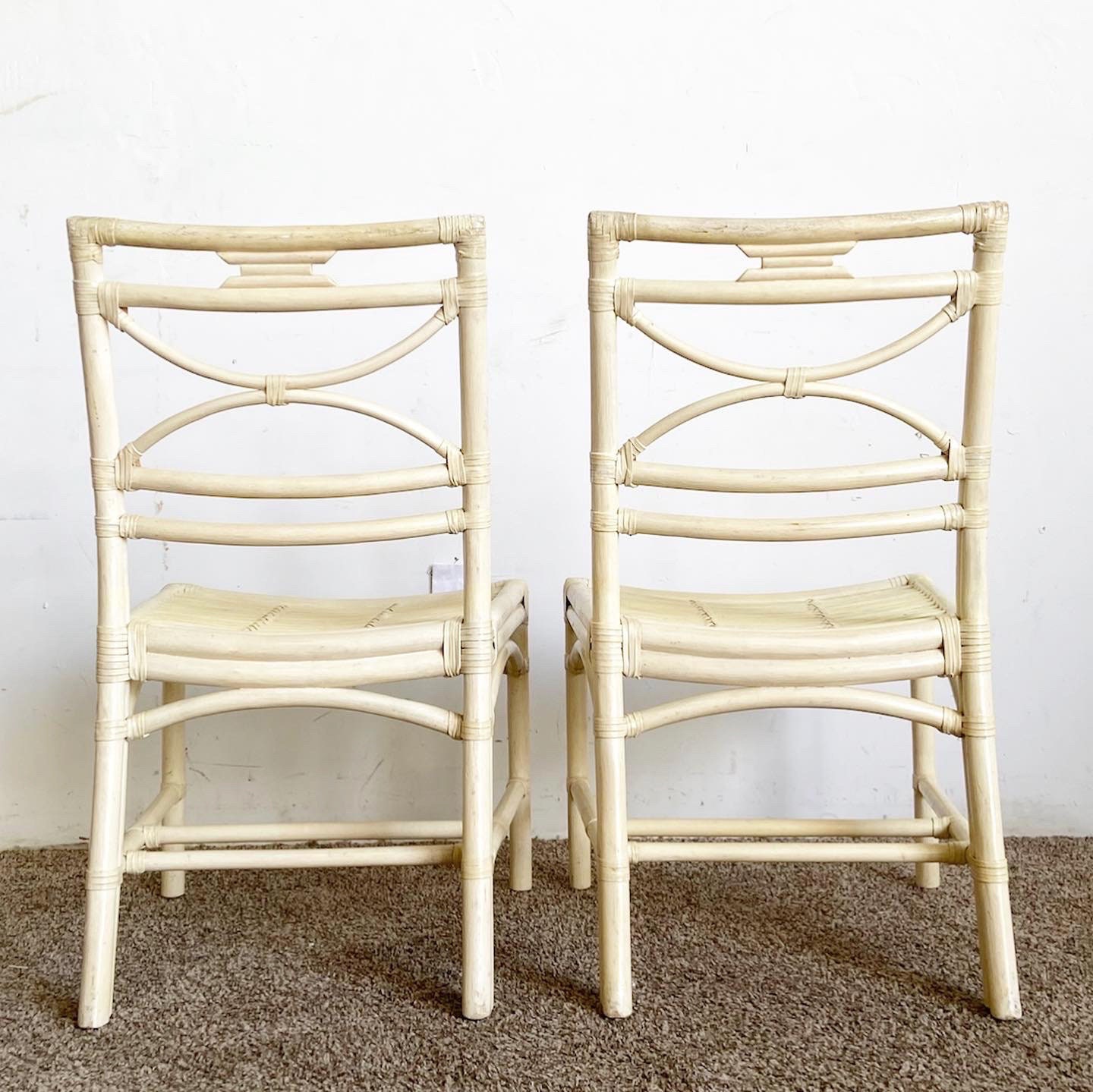 Boho Chic Cream Bamboo Rattan Dining Chairs - Etsy