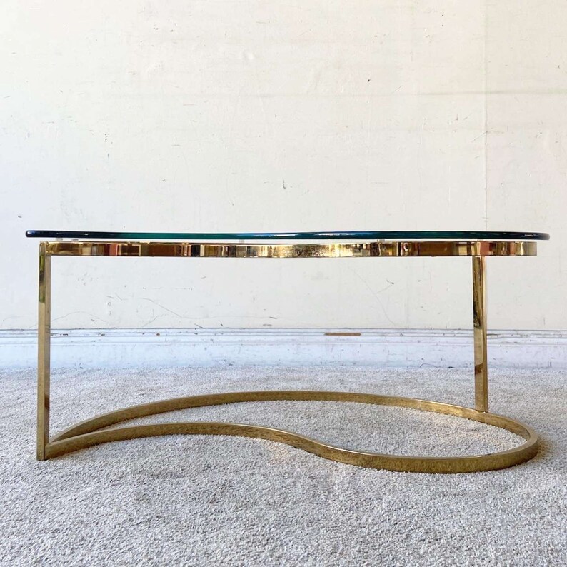 Mid Century Modern Glass Top Teardrop Coffee Table - Etsy
